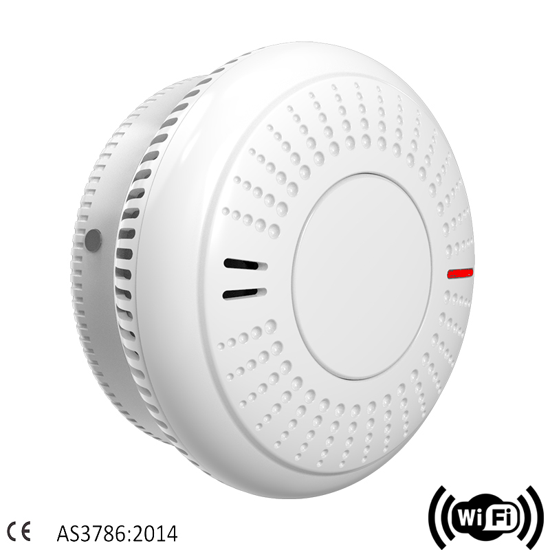 WiFi Smoke Detector LED Indicator 360° Sensing Fire APP Remote Alarm ...