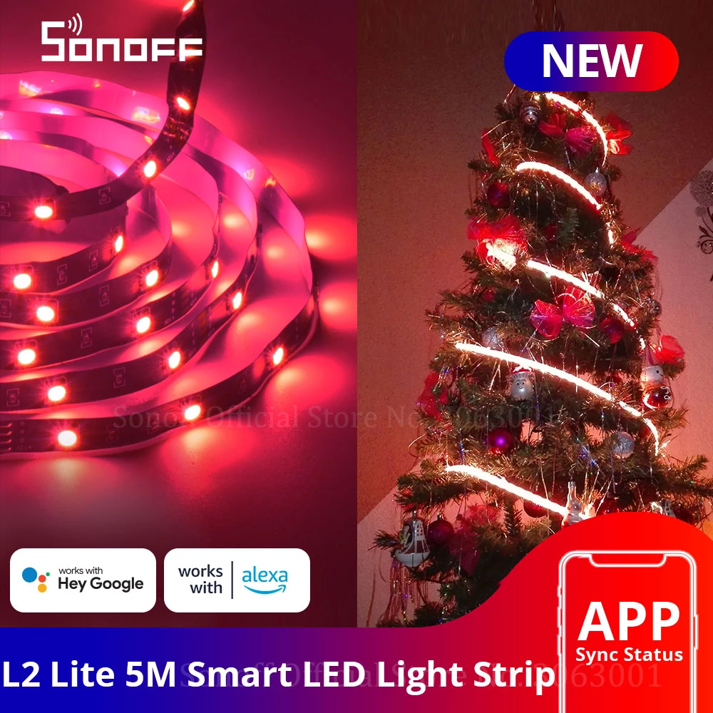 SONOFF L2 Lite LED Strip Light 5M EU Flexible Smart RGB Tape Lights DIY ...