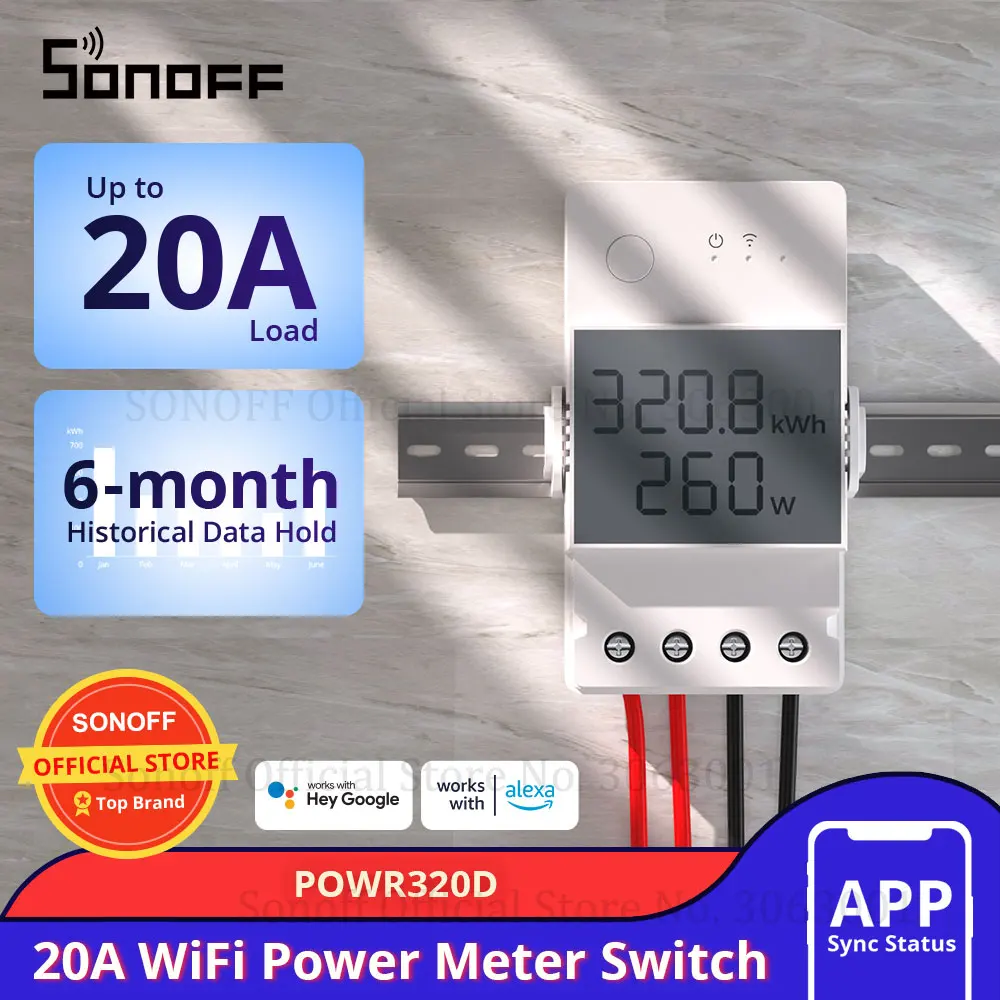 Sonoff POWR320D Elite 20A Smart Wifi Power Meter Switch Intelligent ...